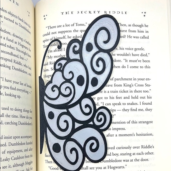 Handmade | Accents | Black And Sliver Butterfly 3d Printed Bookmark ...